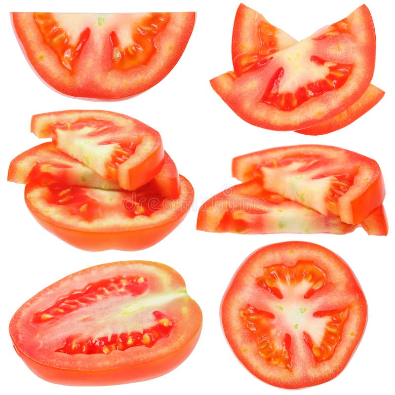 Collection of Sliced Tomato Isolated on White Stock Image - Image of ...