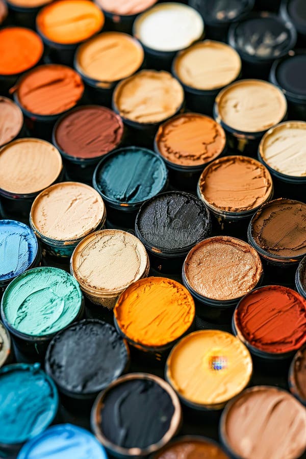 Collection of Small Containers Filled with Different Colored Paints ...