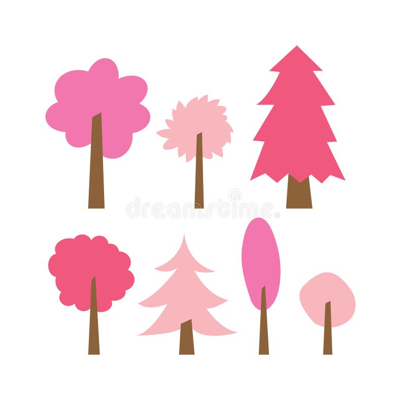 Small Cute Modern Cartoon Tree Stock Vector - Illustration of season ...
