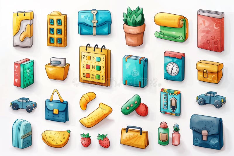 Collection of Small Icons Representing Different Months in a Creative ...