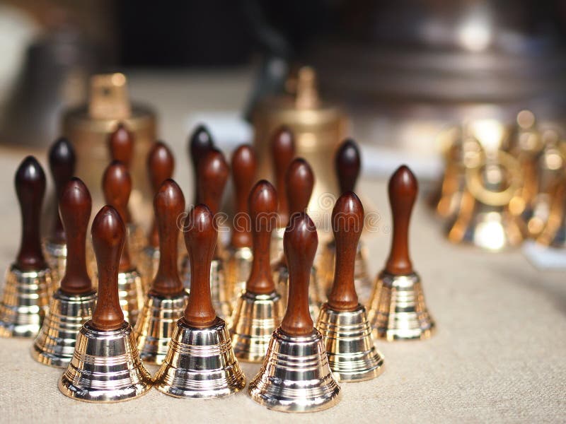Collection of Small Metal Bells Stock Photo - Image of bells ...