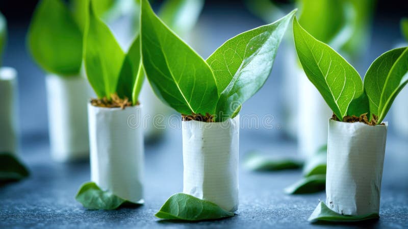 A Collection of Small Pots with Lush Greenery, Perfect for Interior or ...