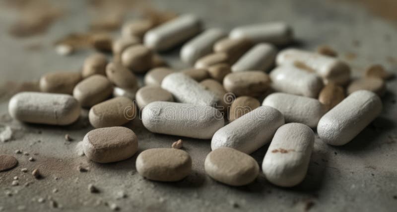 A Collection of Small, Round Objects Scattered on a Surface Stock ...