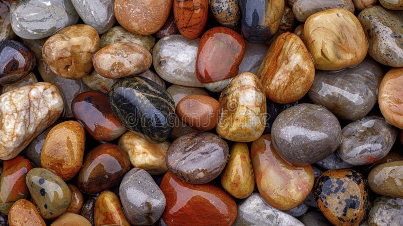 A Collection of Small Round Pebbles with a Smooth Glossy Surface Stock ...