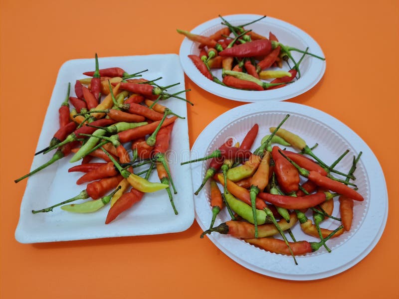 A Collection of Small Spicy Red Chilies for Additional Seasoning in a ...