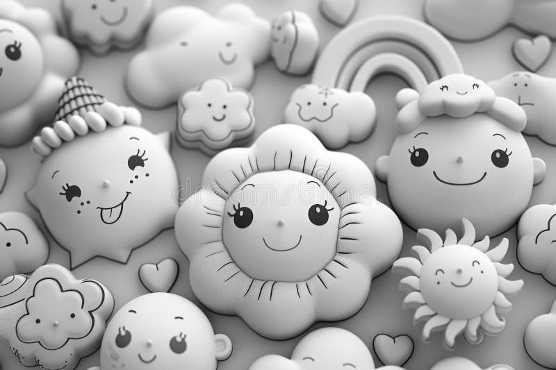 A Collection of Small White Toys with Smiling Faces Stock Image - Image ...