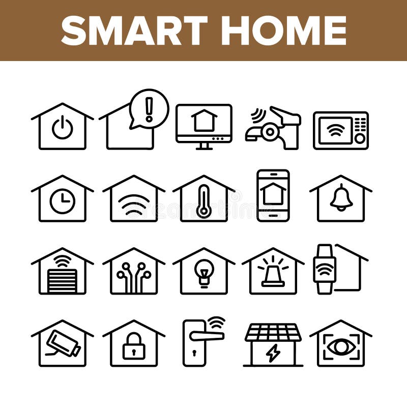 Collection Smart Home Thin Line Icons Set Vector Stock Vector ...