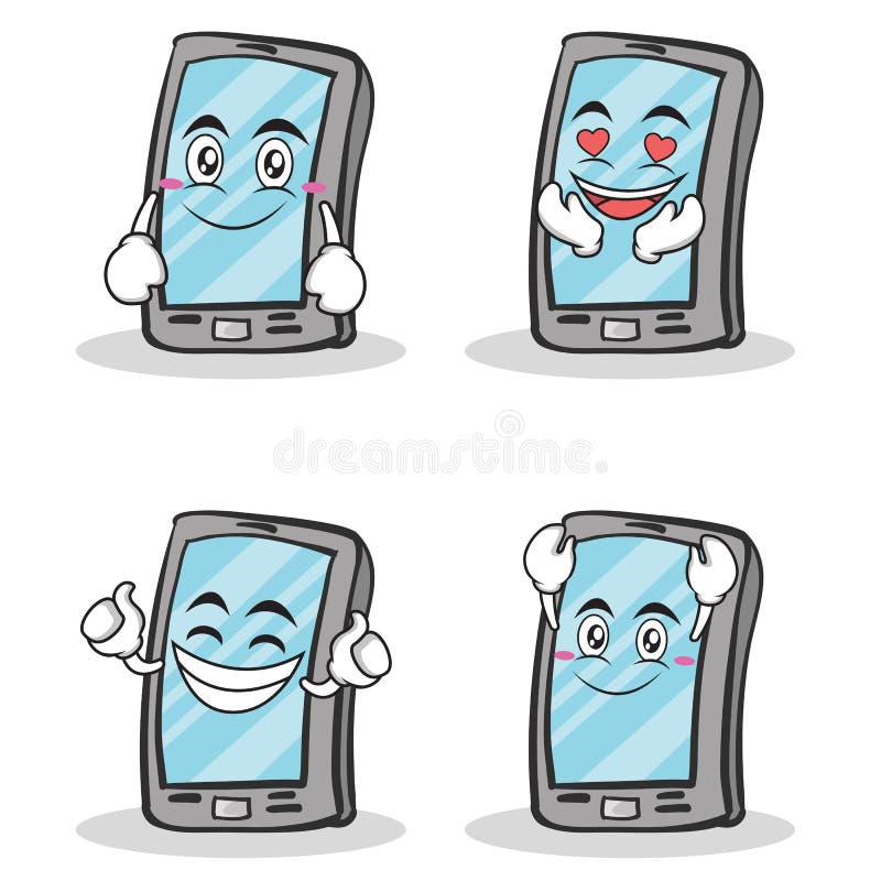 Collection of Smartphone Cartoon Character Set Stock Vector ...