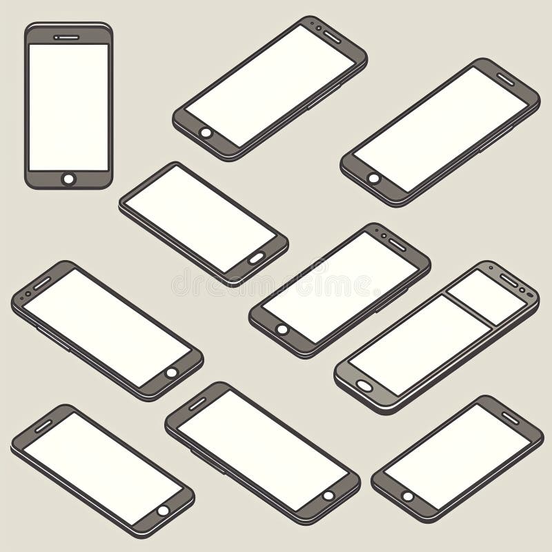 Collection of Smartphone Illustrations Showcasing Multiple Angles and ...