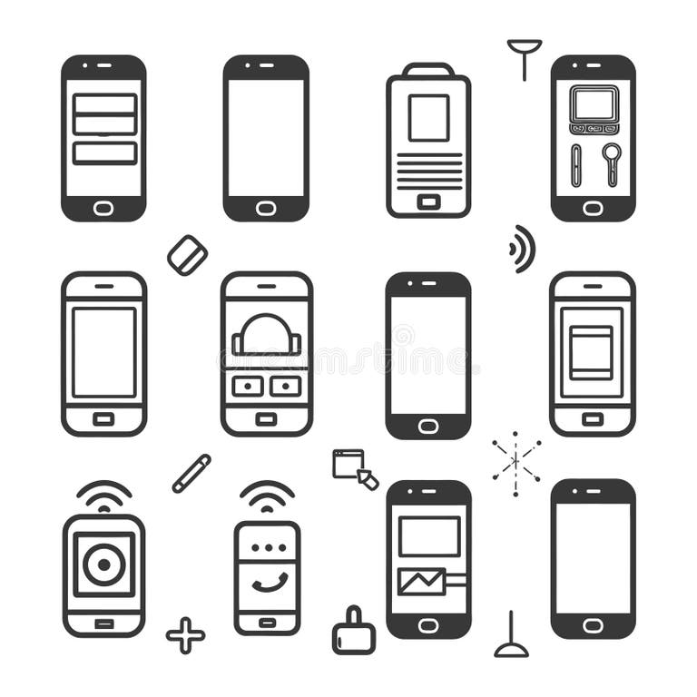 Collection of Smartphone Icons: Mobile App Design Elements Stock Vector ...