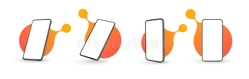 A Collection of Smartphones at Different Angles. Vector Mockups Stock ...