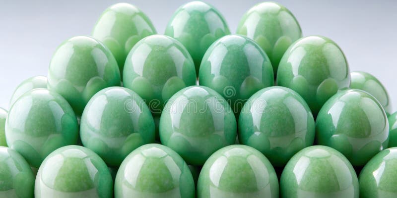 A Collection of Smooth, Polished Green Spheres Arranged in a Pyramid ...