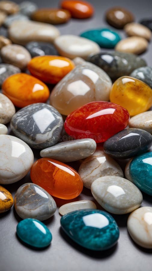 Collection of Smooth Polished Marble Stones. Stock Photo - Image of ...