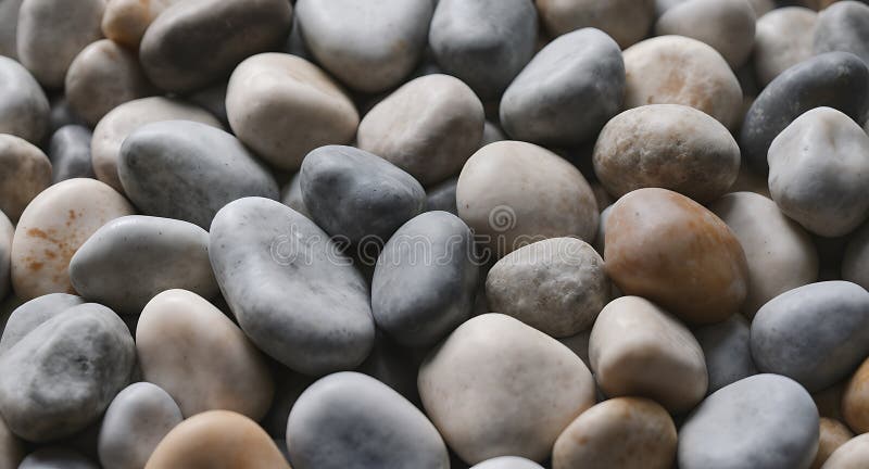 Collection of Smooth, Rounded Gray and Beige Pebbles. Full Frame Stock ...