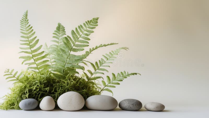 Collection of Smooth Rounded Stones and Green Moss Stock Image - Image ...