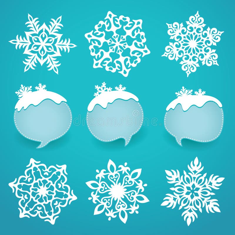 Collection of Snowflakes and Winter Labels with Space for Text. Stock ...