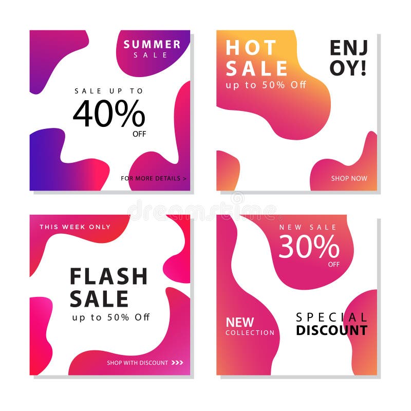 Collection of Social Media Post Template with Fluid Gradient Shapes ...