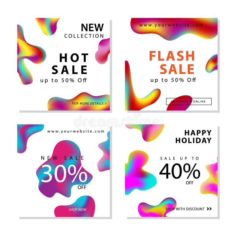 Collection of Social Media Post Template with Fluid Gradient Shapes ...