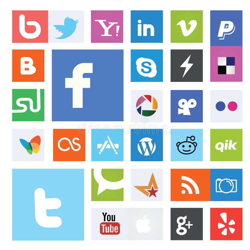 Collection of Social Network Logos Editorial Photo - Illustration of ...