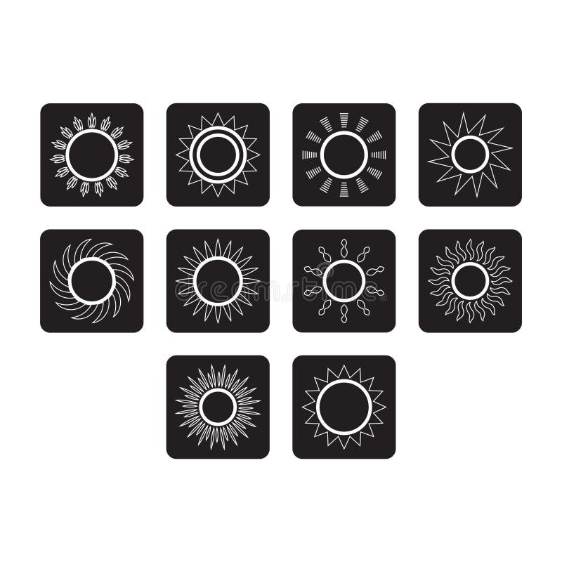 Flat black sol icon set stock vector. Illustration of flat - 106309067