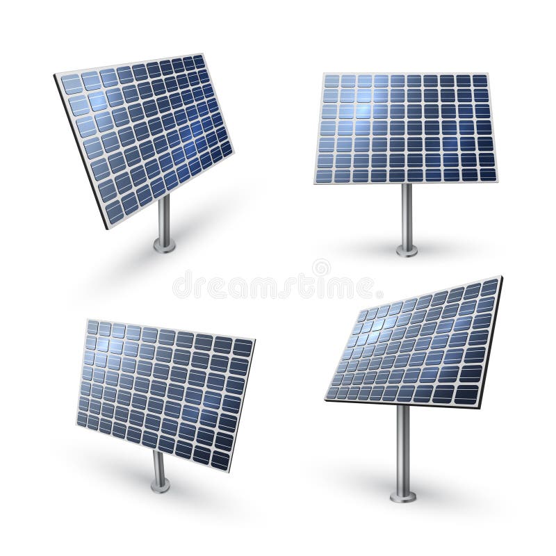 Collection of Solar Panel Vector Illustration in Isometric Style Sun ...