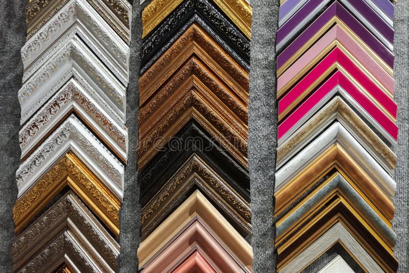 A Collection of Solid Wood Photo Picture Frame Corner Samples Stock ...