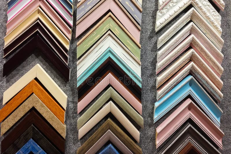 A Collection of Solid Wood Photo Picture Frame Corner Samples Stock ...