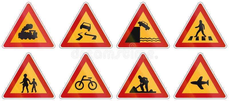 Collection of South Korean Warning Road Signs Stock Illustration ...