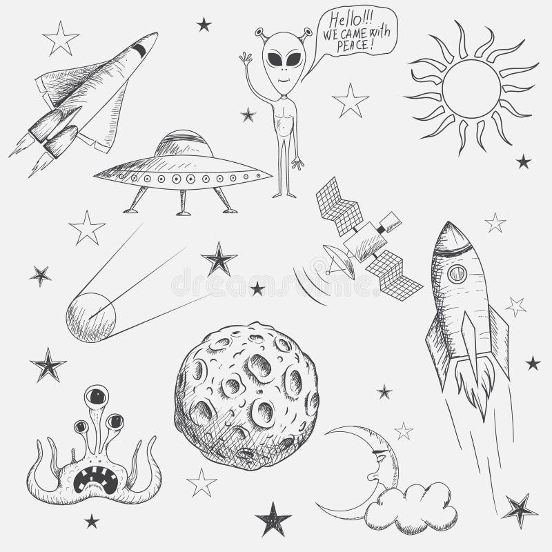 Alien Outline Stock Illustrations – 13,580 Alien Outline Stock ...