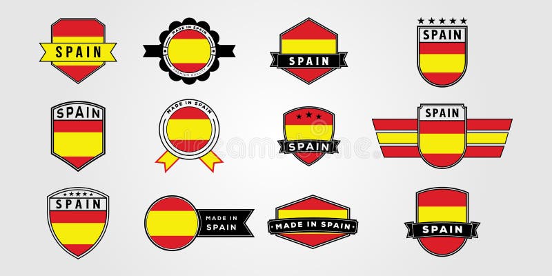 Collection Spain Flag Badge Logo Vector Illustration Design. Set of ...