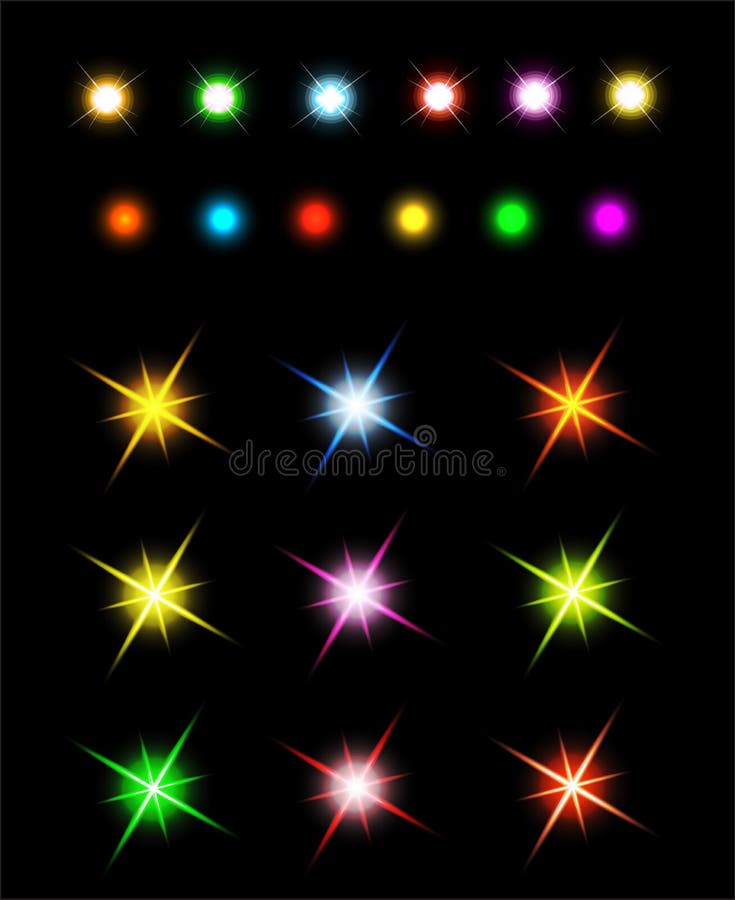 Collection of Sparkle Set of Glowing Light Stars with Sparkles. Stock ...