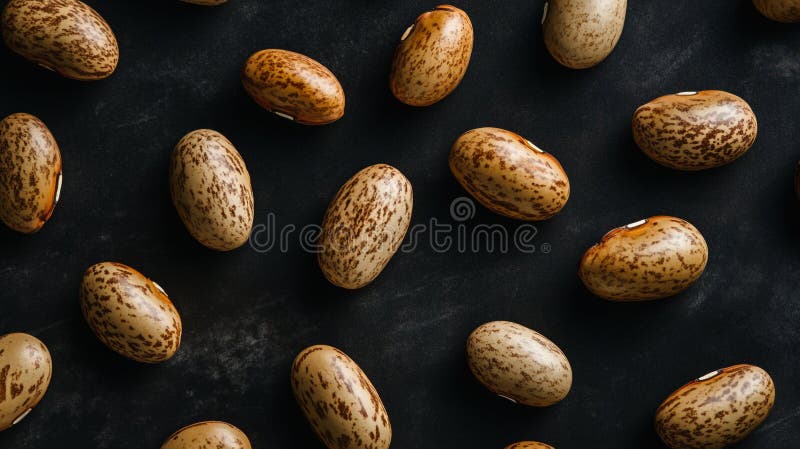 Unique Speckled Beans Arranged on a Dark Surface Showcasing Natural ...