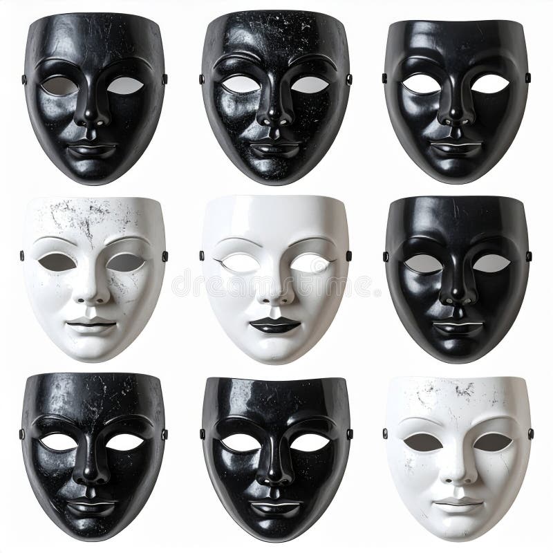 Collection of Speckled Black and White Masks Stock Illustration ...