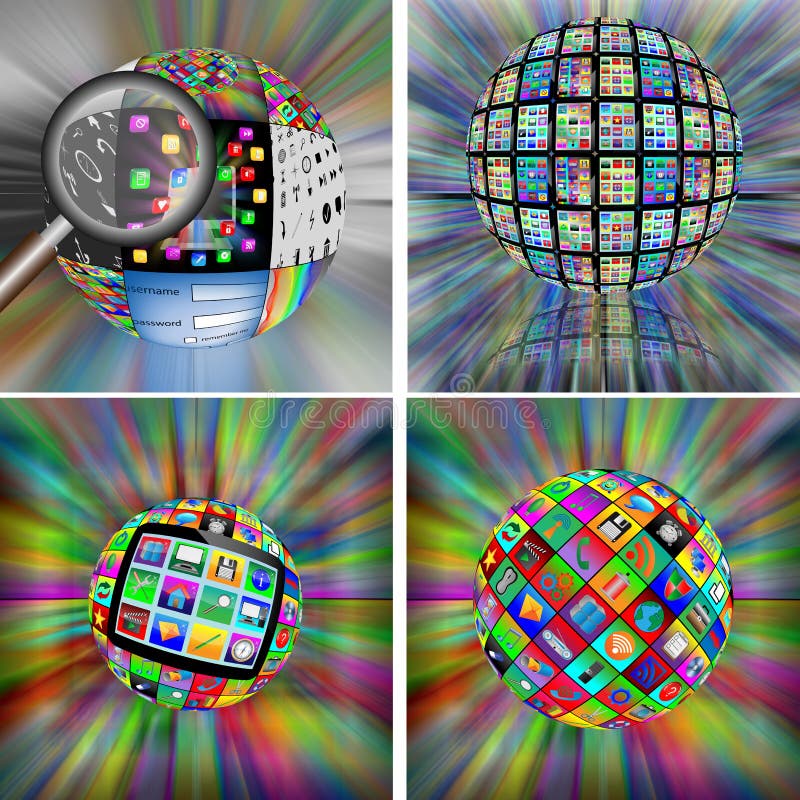 Collection of spheres stock illustration. Illustration of connection ...