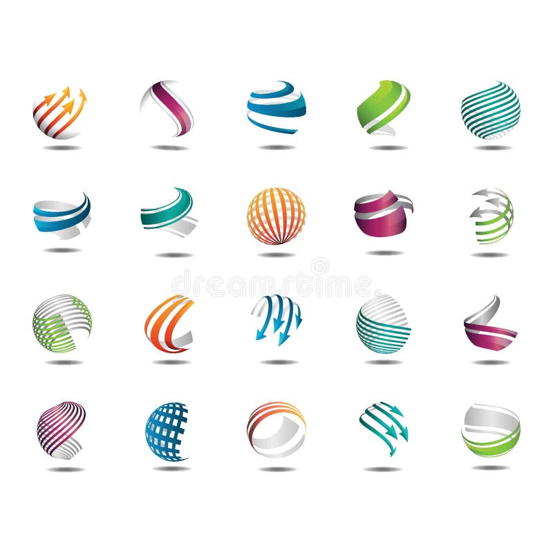 Collection of Spherical Logo Elements. Vector Illustration Decorative ...