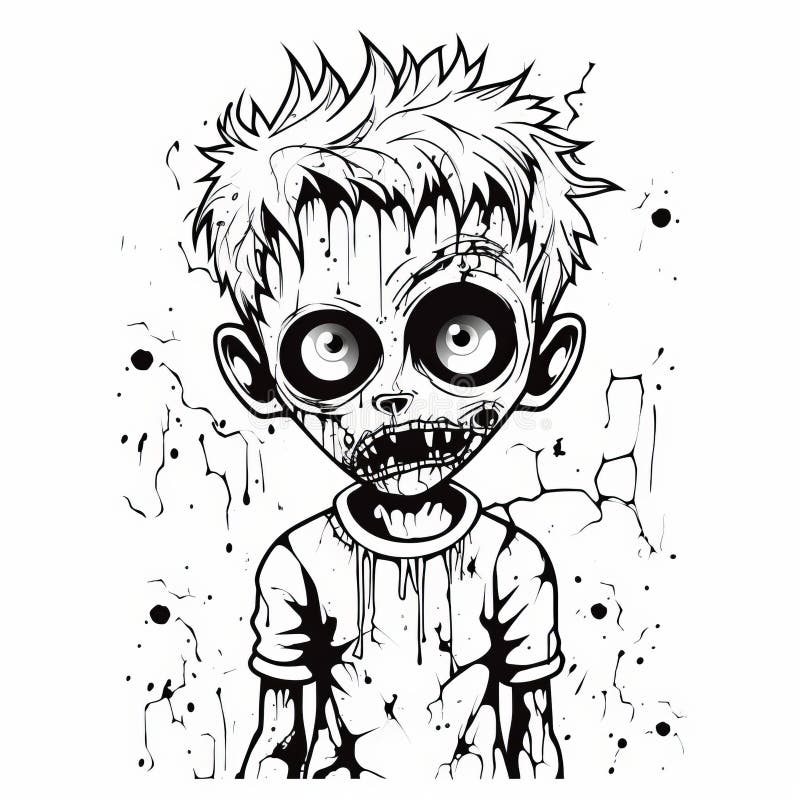 Zombie Face Coloring Page