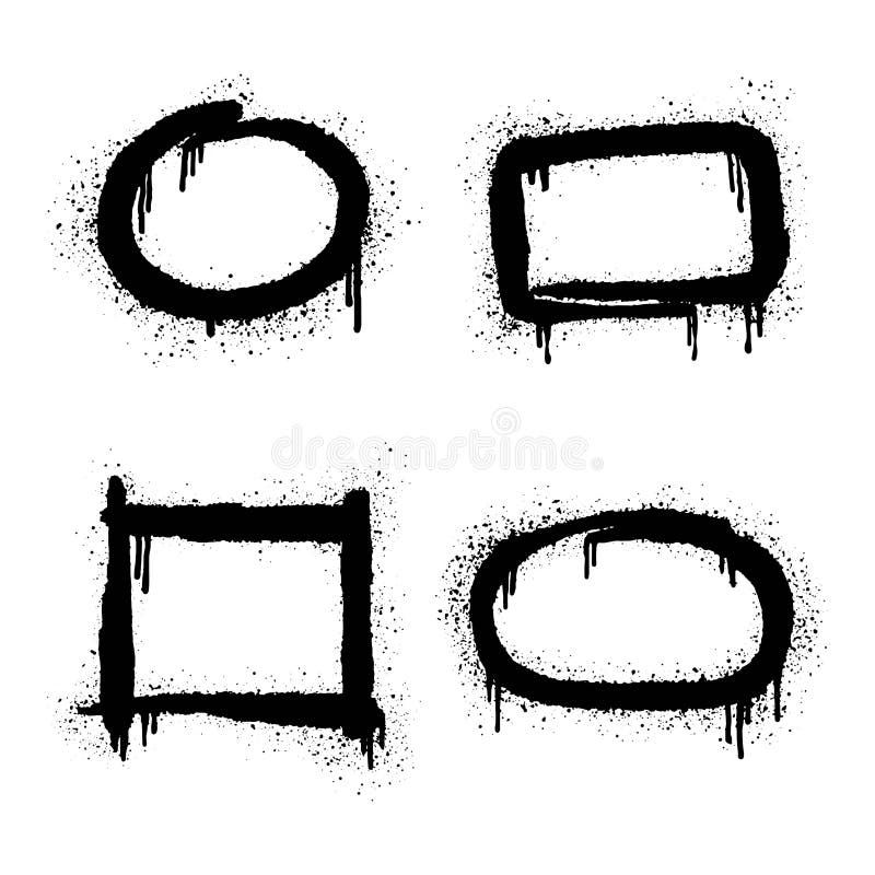 Collection of Spray Painted Graffiti Circle and Rectangle Sign in Black ...