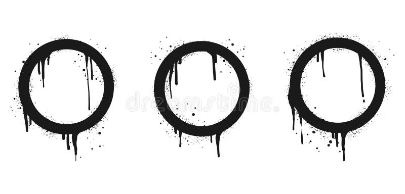 Collection of Spray Painted Graffiti Circle Sign in Black Over White ...