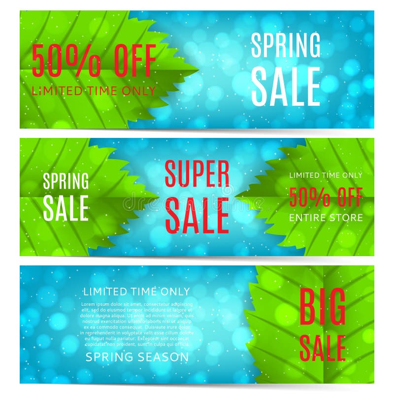 Collection of Spring Sale Banners Stock Vector - Illustration of nature ...