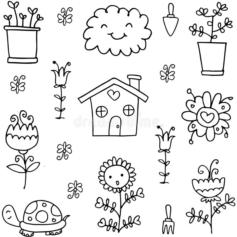 Collection of Spring Set Item Doodles Stock Vector - Illustration of ...