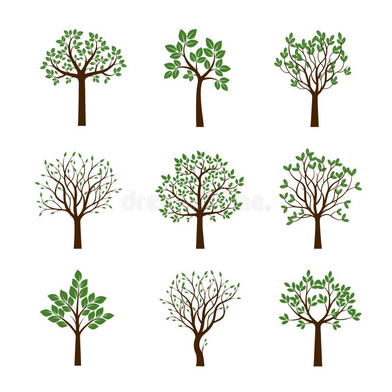 Set Spring Trees. Vector Illustration Stock Vector - Illustration of ...