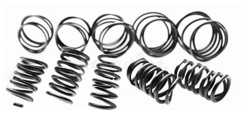 Collection of Springs on a Plain White Backdrop. Ideal for Industrial ...