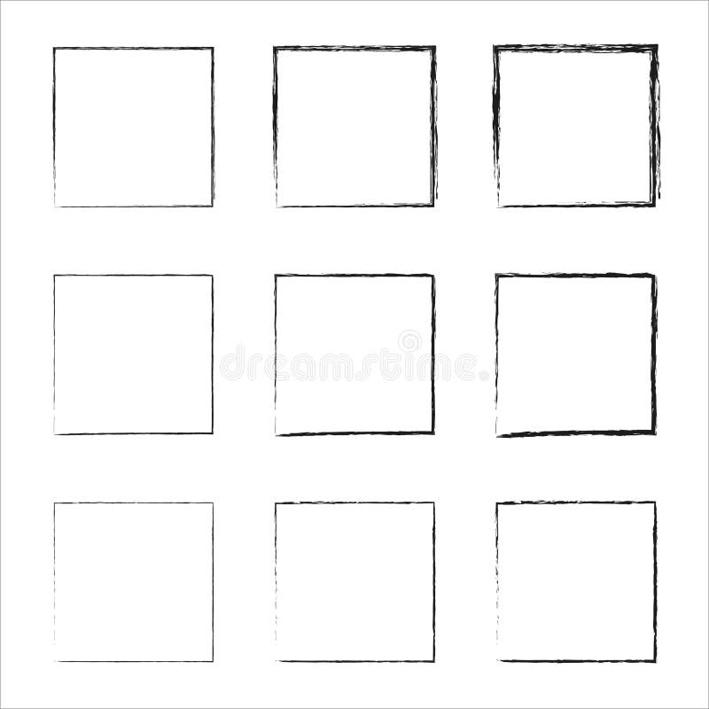 Collection of Square Black Hand Drawn Grunge Frames. Black Square Shape ... Collection of Square Black Hand Drawn Grunge Frames. Black Square Shape ...