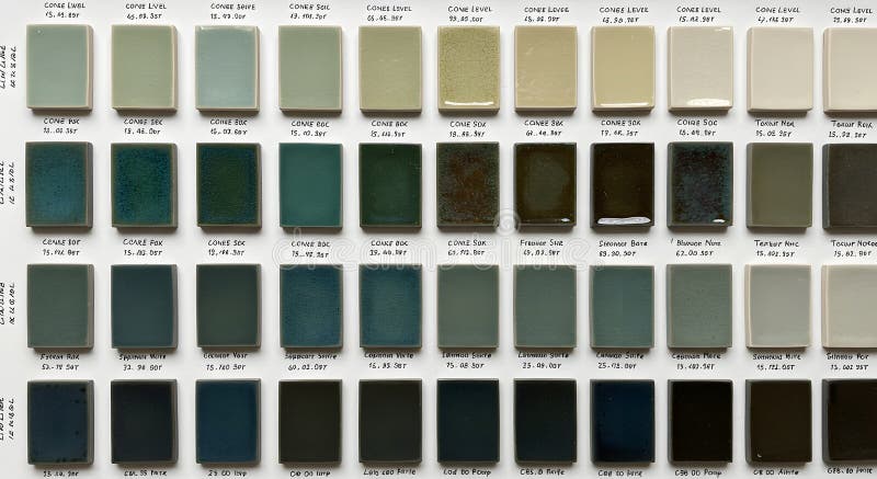 Ceramic Glaze Samples in Various Shades of Green and Brown, Ai ...