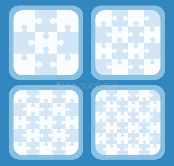 Collection of Square Puzzles 3, 4, 5 and 6 Pieces Each Side with ...