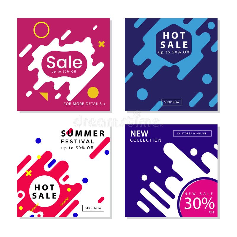 Collection of Square Social Media Post Template with Rounded Modern ...