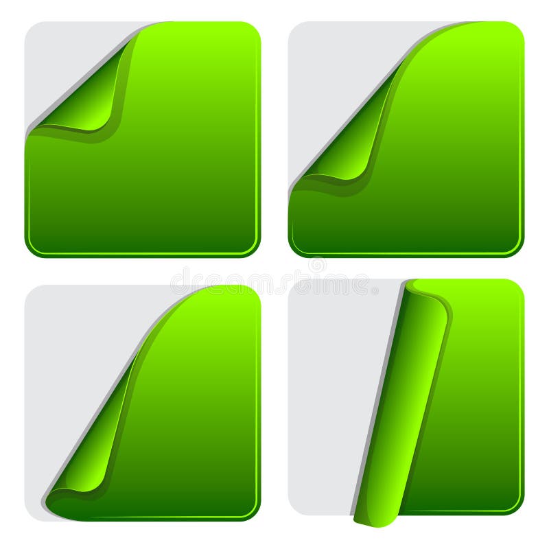 Collection Square Sticker with Curled Up Edge Stock Vector ...