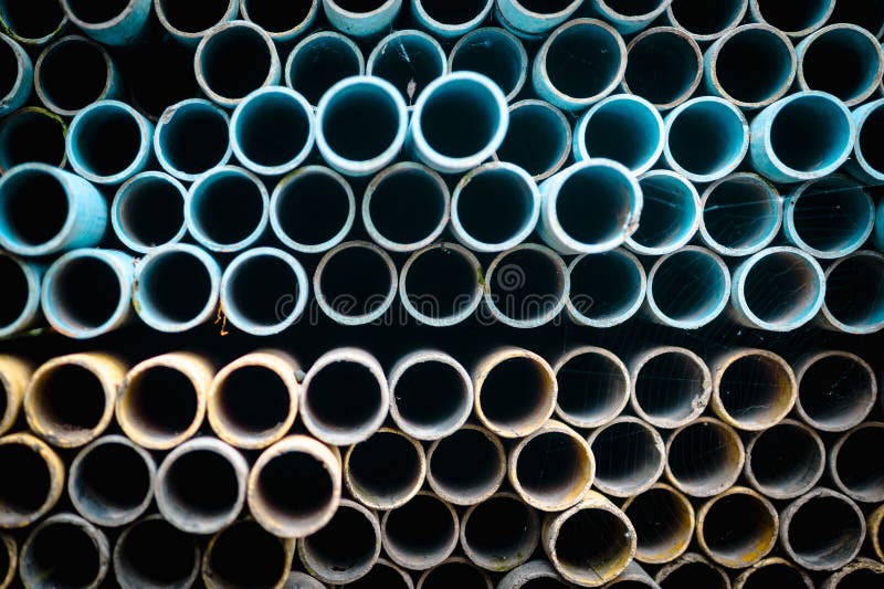 Collection of Stacked Cylindrical Pipes Arranged in a Pattern Stock ...