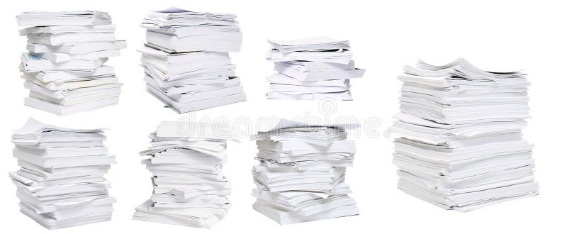 A Collection of Stacks of Paper on a White Background Stock Image ...