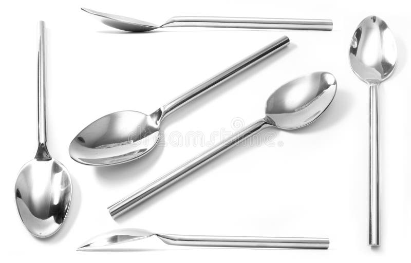 Collection of Stainless Steel Glossy Metal Kitchen Spoon Stock Image ...